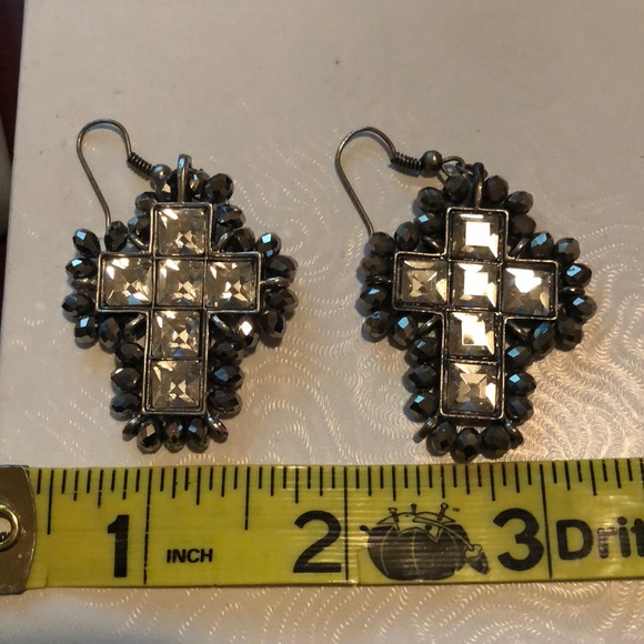 Unk | Jewelry | Crystal Cross Necklace Earring Set | Poshmark
